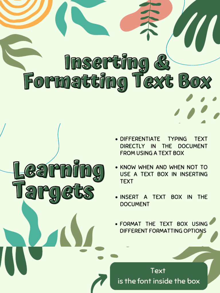 Lesson 2 2 - Inserting and Formatting Text Box | PDF | Button (Computing) | Cursor (User Interface)