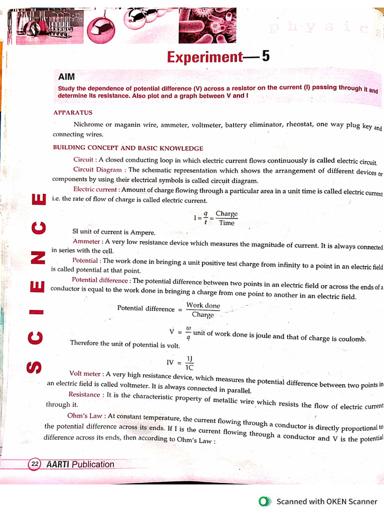 Physics Experiment Class 10th | PDF