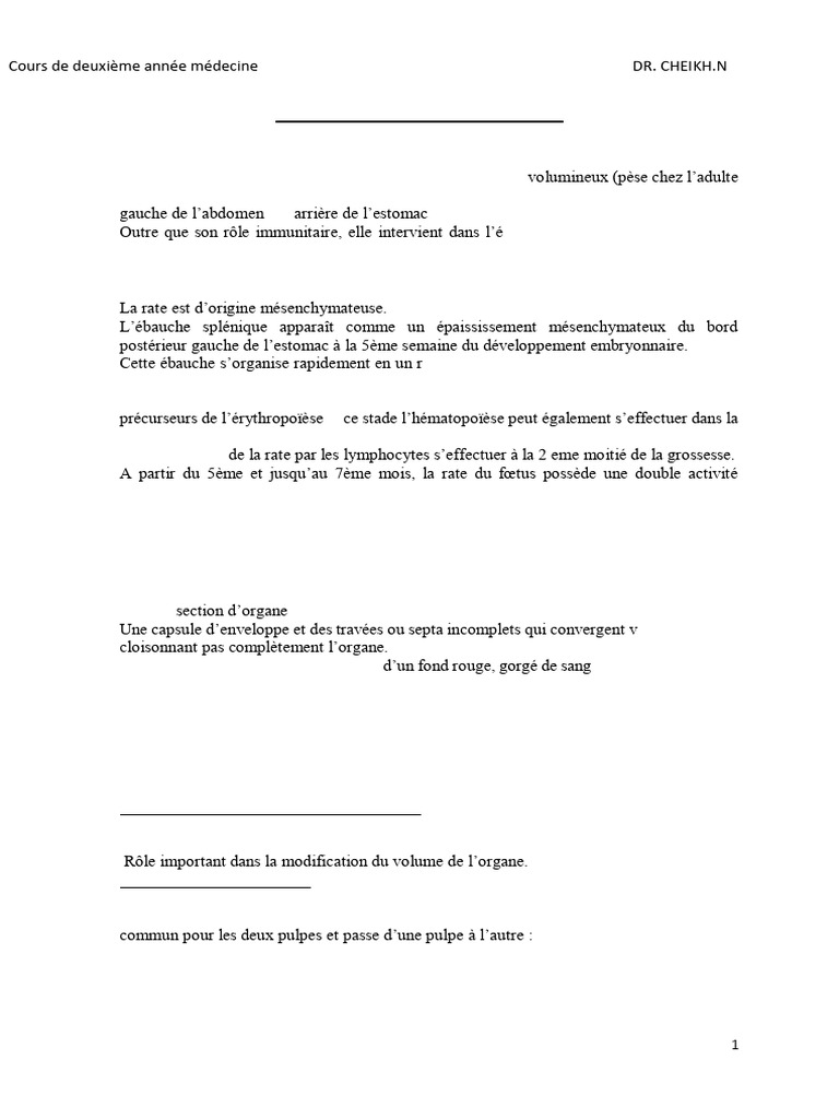 Histologie de la Rate et Ses Fonctions | PDF | Rate | Spécialités médicales