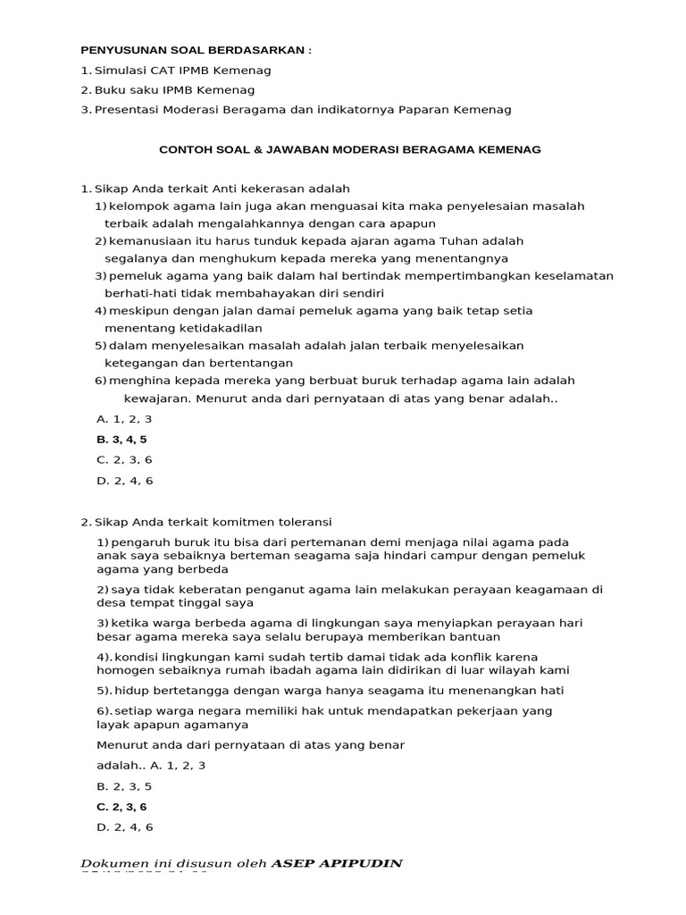 Soal Jawab Moderasi Beragama Kemenag | PDF