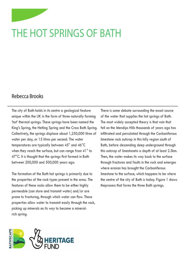 Hot Springs of Bath: Geology and History | PDF | Bath | Earth Sciences
