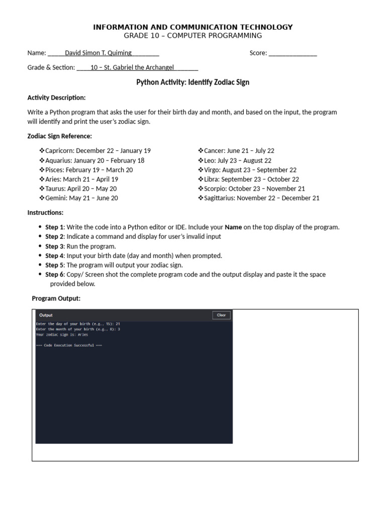 Grade 10 ICT ACTIVITY - Quiming | PDF