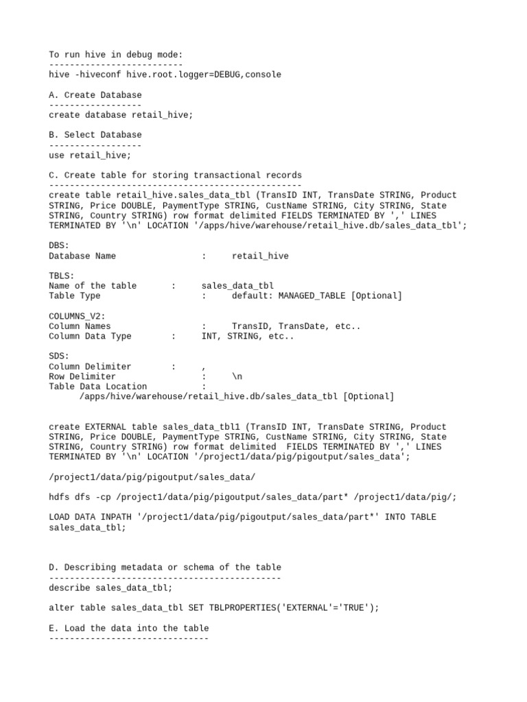 Hive Practice - New | PDF | Table (Database) | Data Management Hive Practice - New | PDF | Table (Database) | Data Management