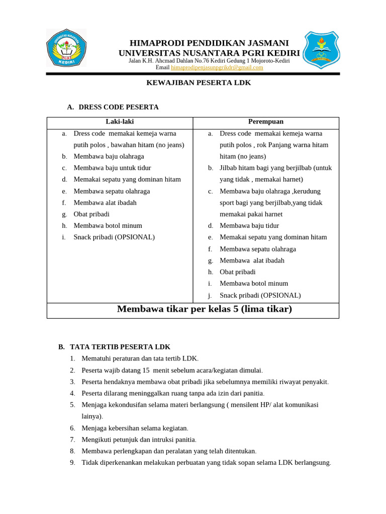 Kewajiban Peserta LDK 2024 | PDF