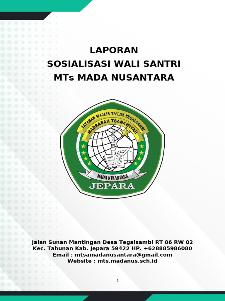 LAPORAN SOSIALISASI WALI SANTRI MTs | PDF