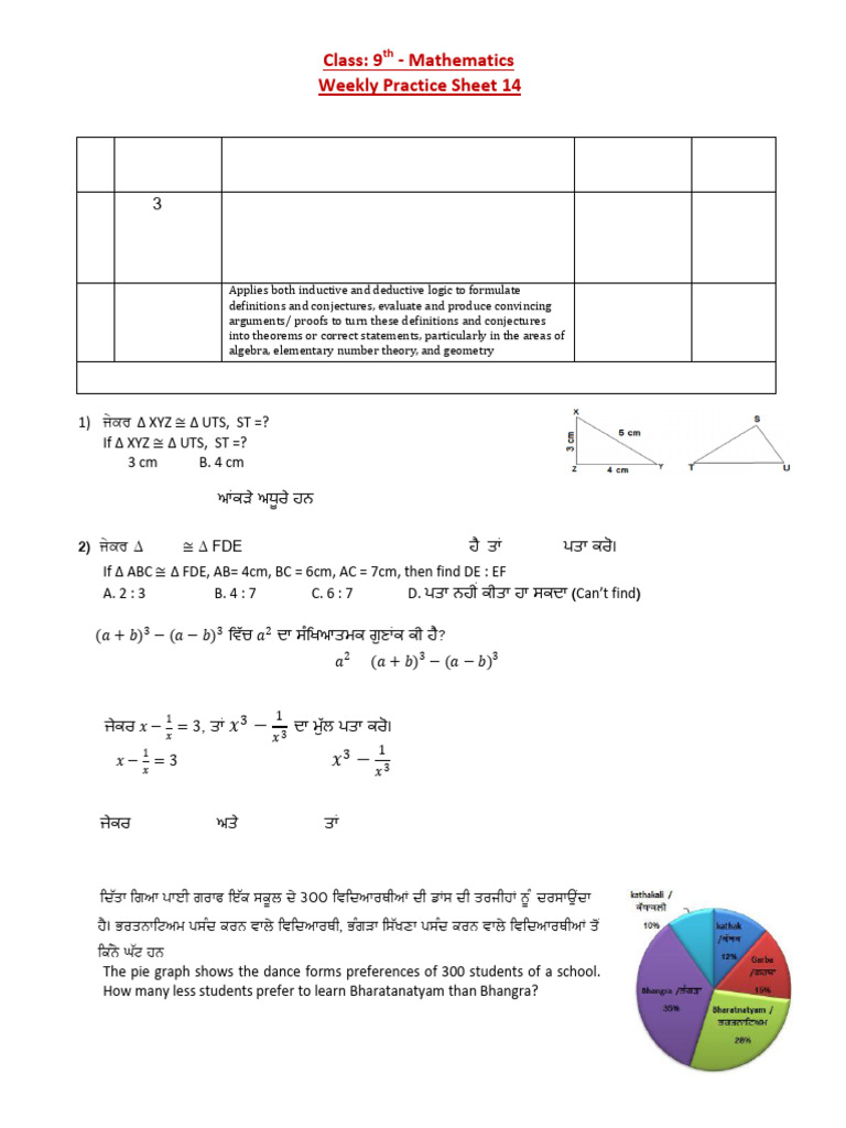 Week 14 Class 9th Math F | PDF