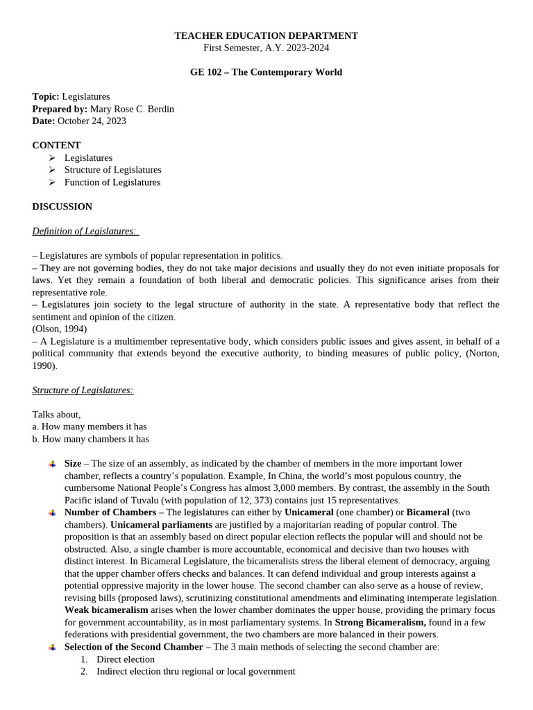 Final MS Jessa C. Report - 063114 | PDF | Legislature | Legal Documents