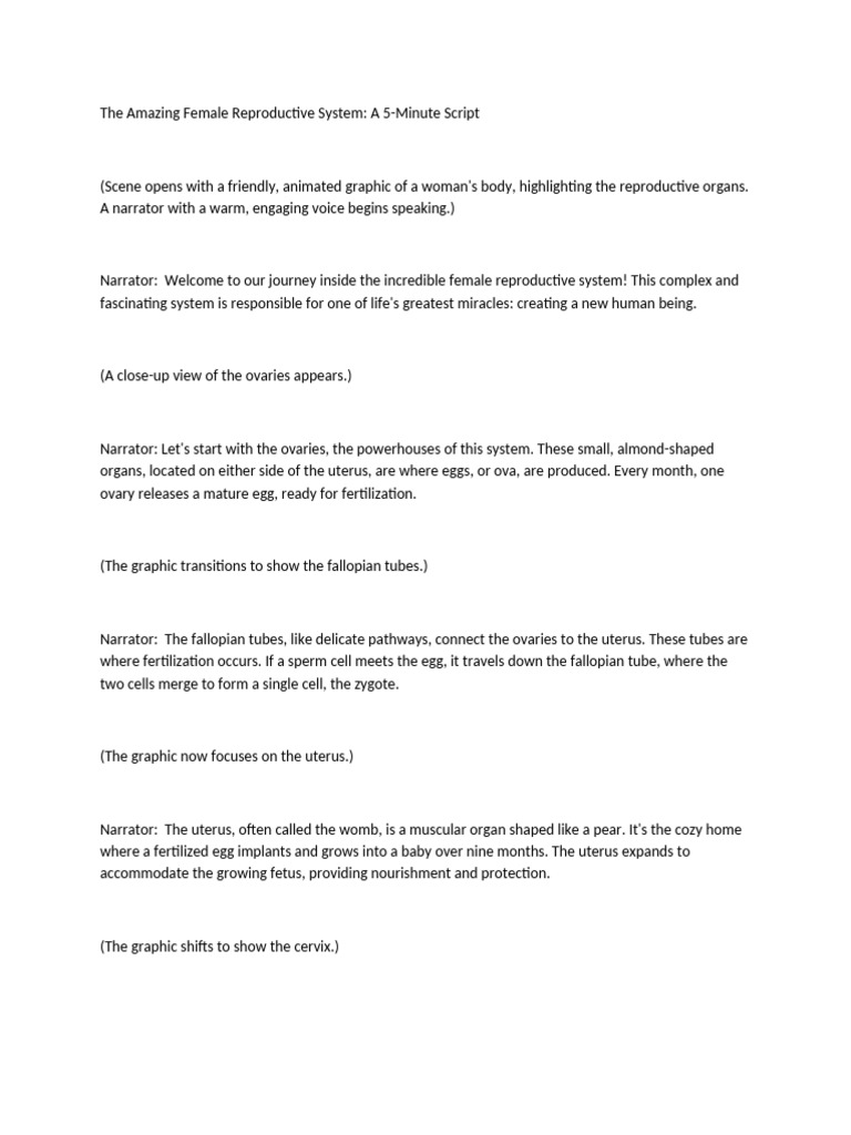Female Reproductive System Script | PDF