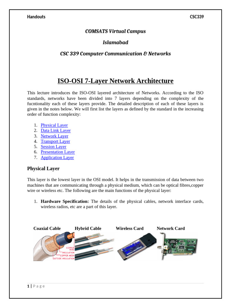 Handout 1 | PDF | Computer Network | Modulation