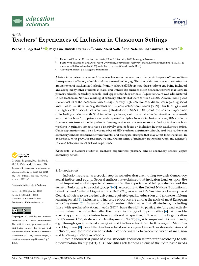 Education 13 01136 | PDF | Teachers | Pedagogy