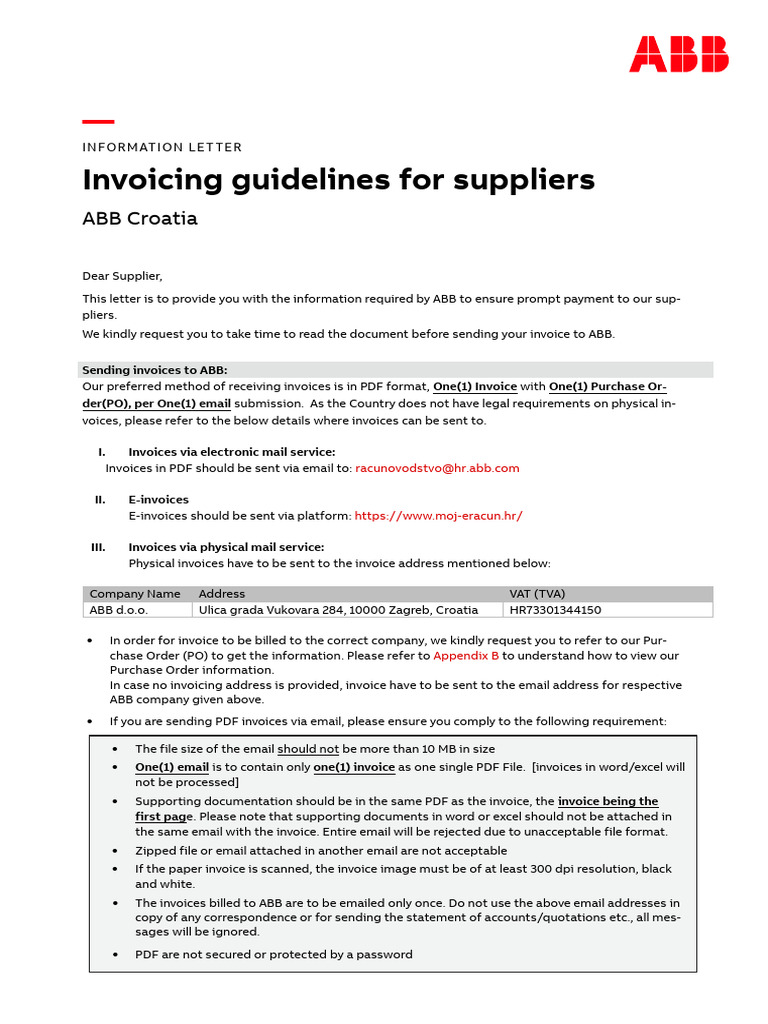 Global Standard Vendor Invoice Guidance - HR - Ver1.0 | PDF | Invoice ...