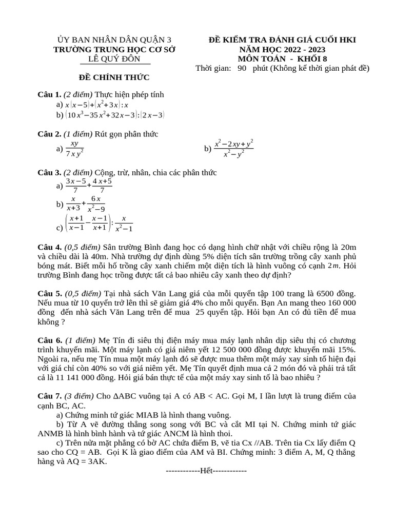 Toan8 LQD q3 Nguyen Xuan An 2148 | PDF