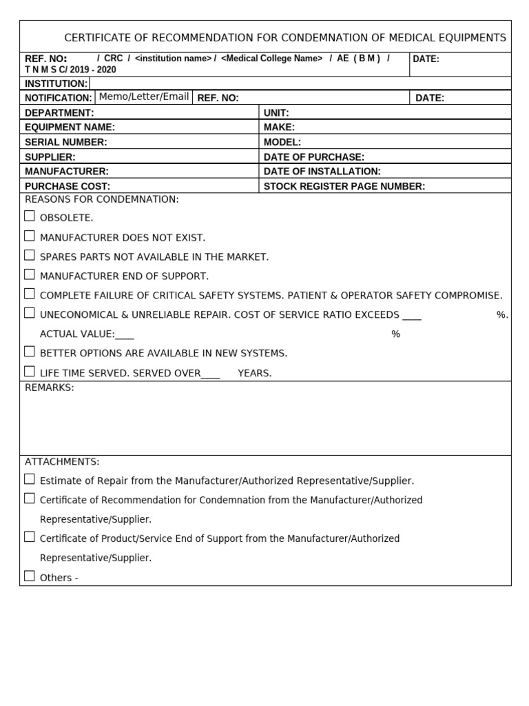 Condemnation Certificate Proforma | PDF