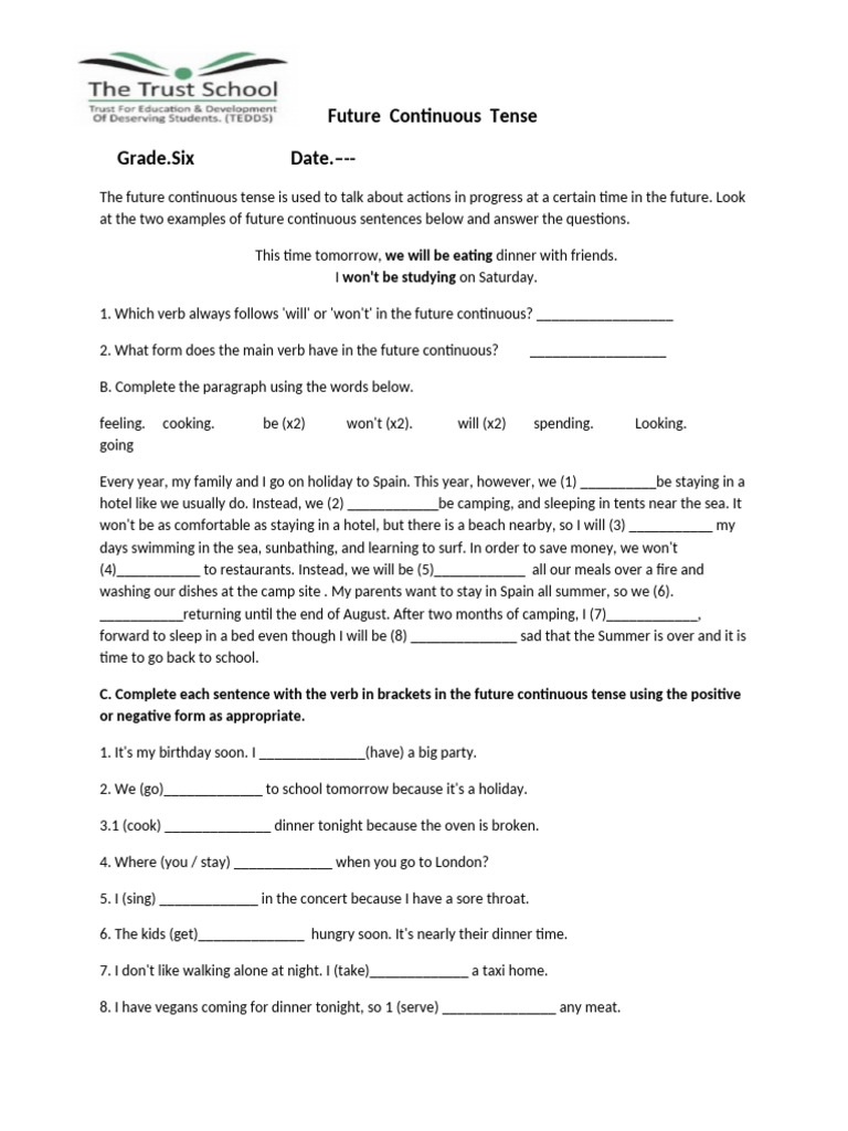 Future Continuous Tense | PDF