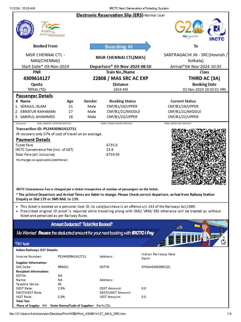 IRCTC Next Generation ETicketing System | PDF | Rail Transport | Payments