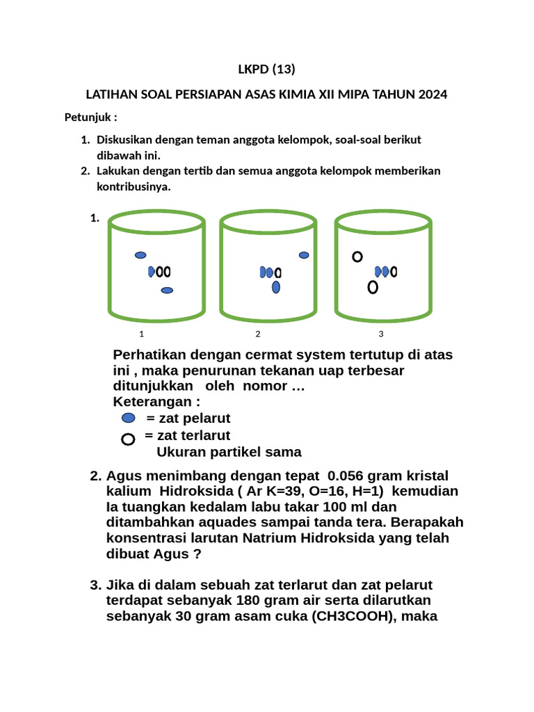 LKPD (13) Latihan Soal Persiapan Asas Kimia Xii Mipa Tahun 2024 | PDF