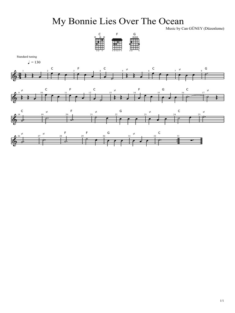 Guitar Sheet for "My Bonnie" | PDF | Character Encoding | Encodings