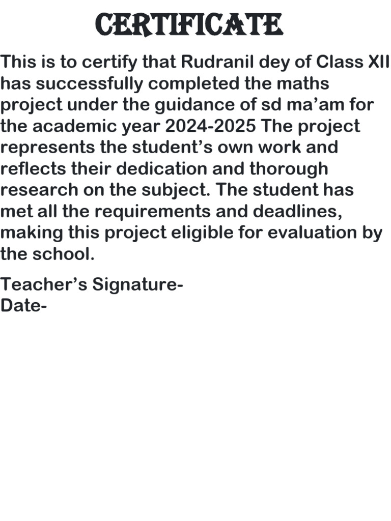 Class XII Maths Project Completion | PDF