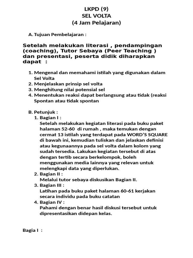 LKPD (9) Sel Volta (4JP) Gabung | PDF