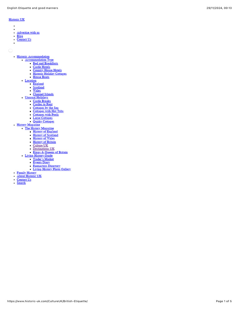 English Etiquette and Good Manners | PDF | Etiquette