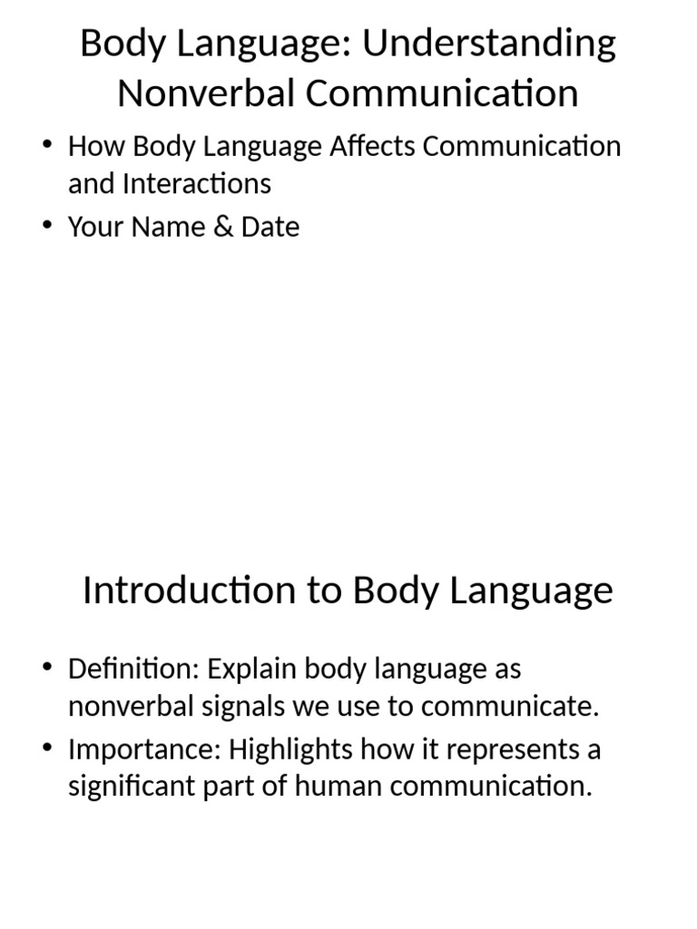 Introduction to Body Language | PDF | Body Language | Nonverbal ...