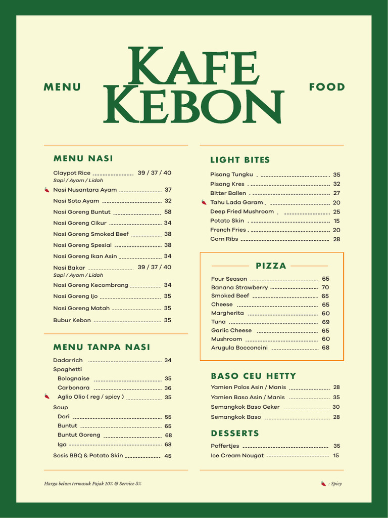 Menu Kafe Kebon 2023 | PDF | Foods | Cuisine