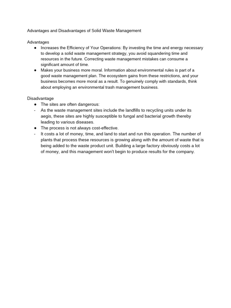 Solid Waste Management: Pros and Cons | PDF