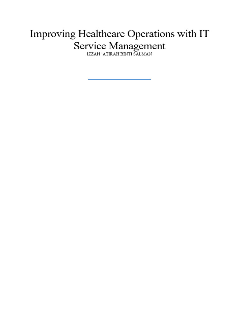 Improving Healthcare Operations With IT Service Management | PDF ...