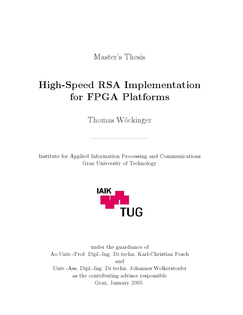 High Speed RSA Implementations | PDF | Public Key Cryptography | Key (Cryptography)