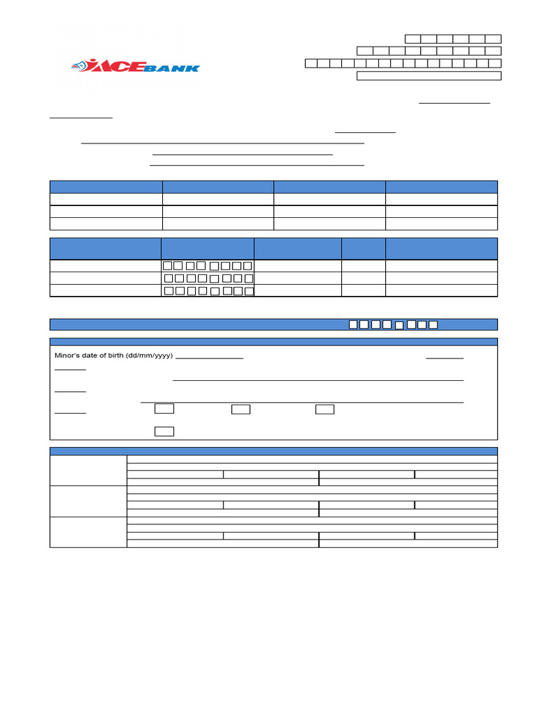 BANKING LAW Bank Account Opening Form of Ace Bank | PDF | Cheque ...
