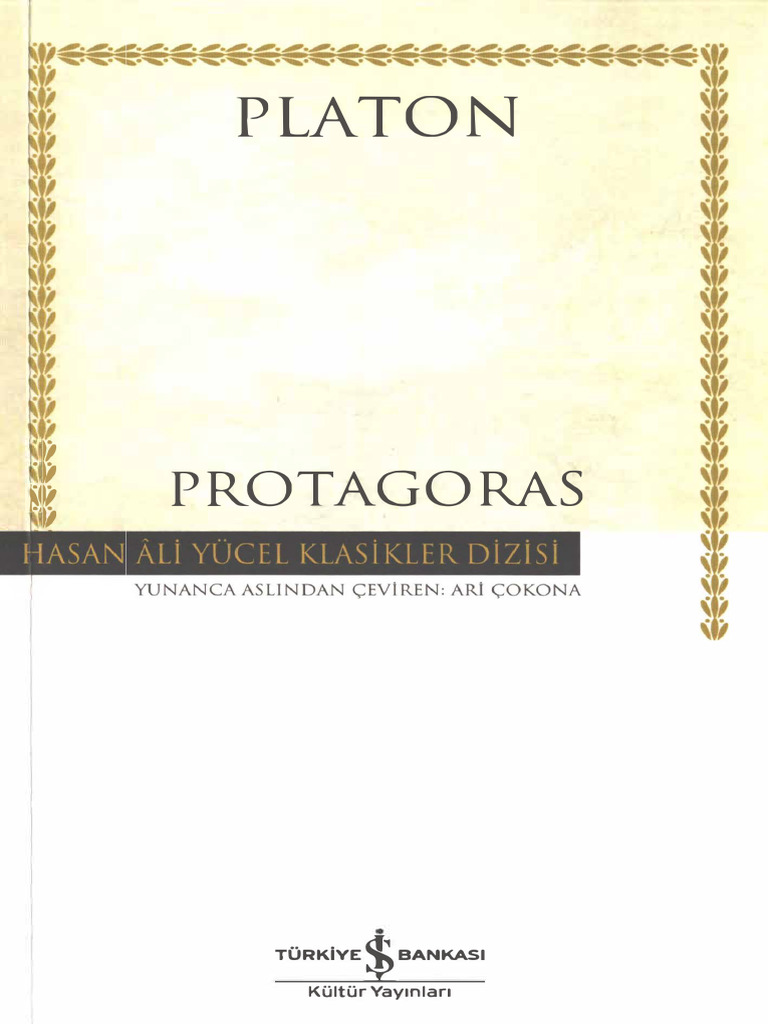 Platon - Protagoras (2022, Türkiye İş Bankası Kültür Yayınları) - Libgen - Li | PDF