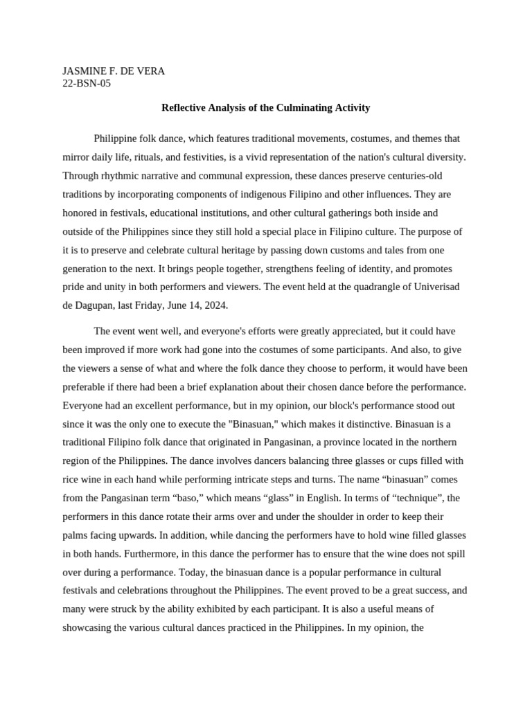 Pe-Folk Dance Reflection | PDF | Dances | Folk Music