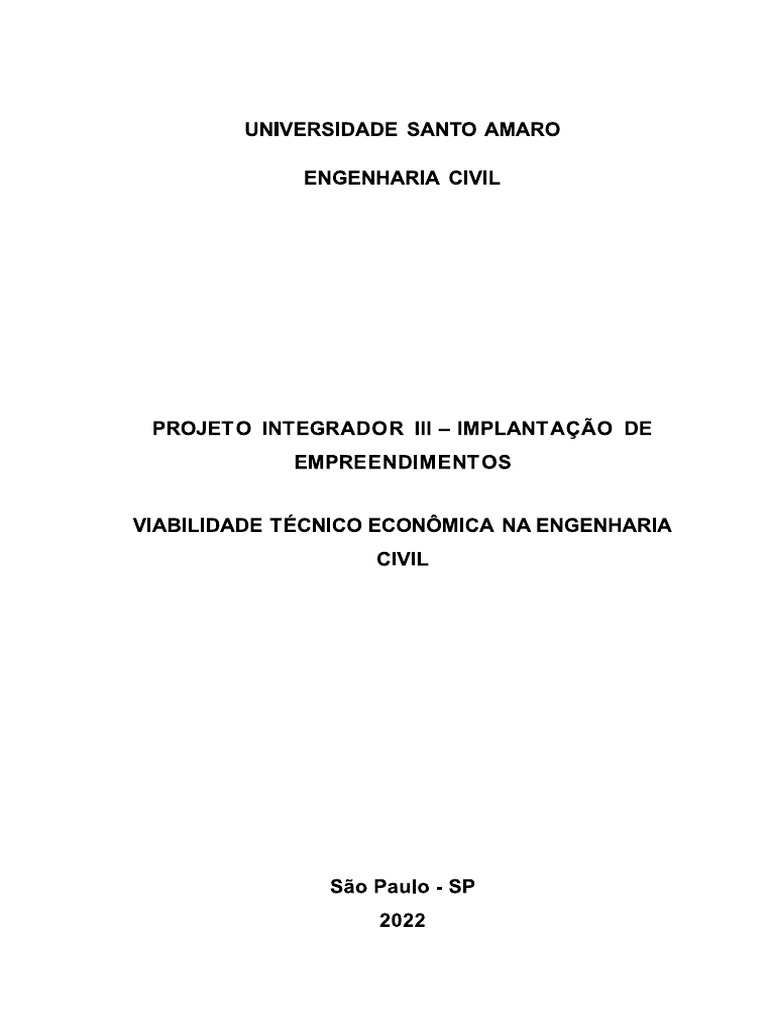 Projeto Integrador III - Projeto e Implantação de Empreendimentos | PDF