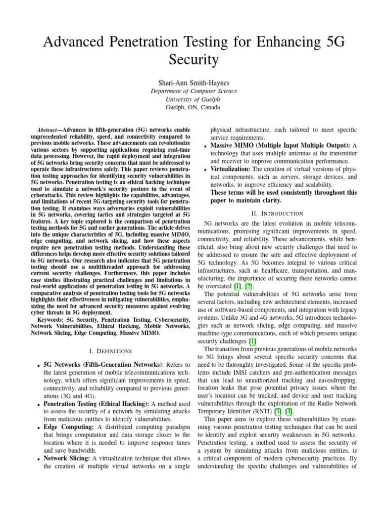 Advanced Penetration Testing For Enhancing 5G Security: Shari-Ann Smith ...