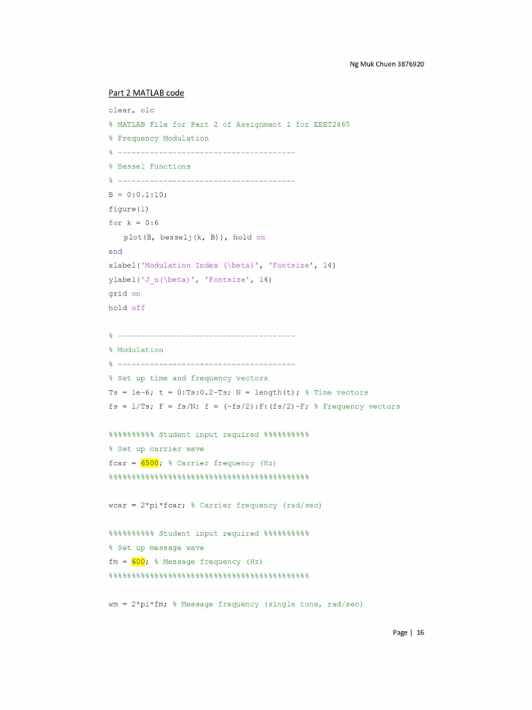 EEET2465 Assignment 1 NG Muk Chuen 3876920 Page 0016.jpg | PDF | Frequency Modulation | Radio
