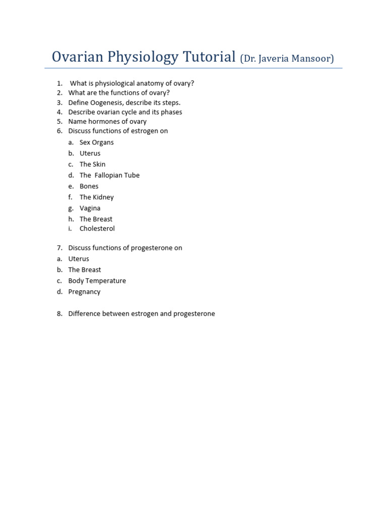 Ovarian Physiology Tutorial | PDF | Ovary | Menstrual Cycle