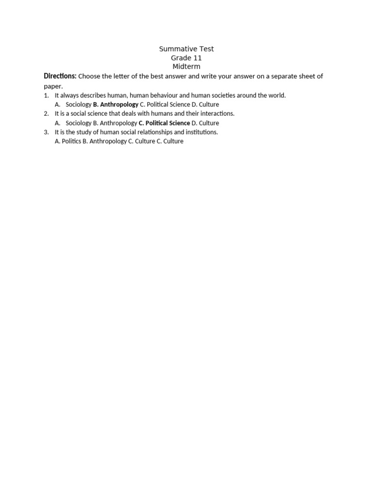 Summative Test | PDF