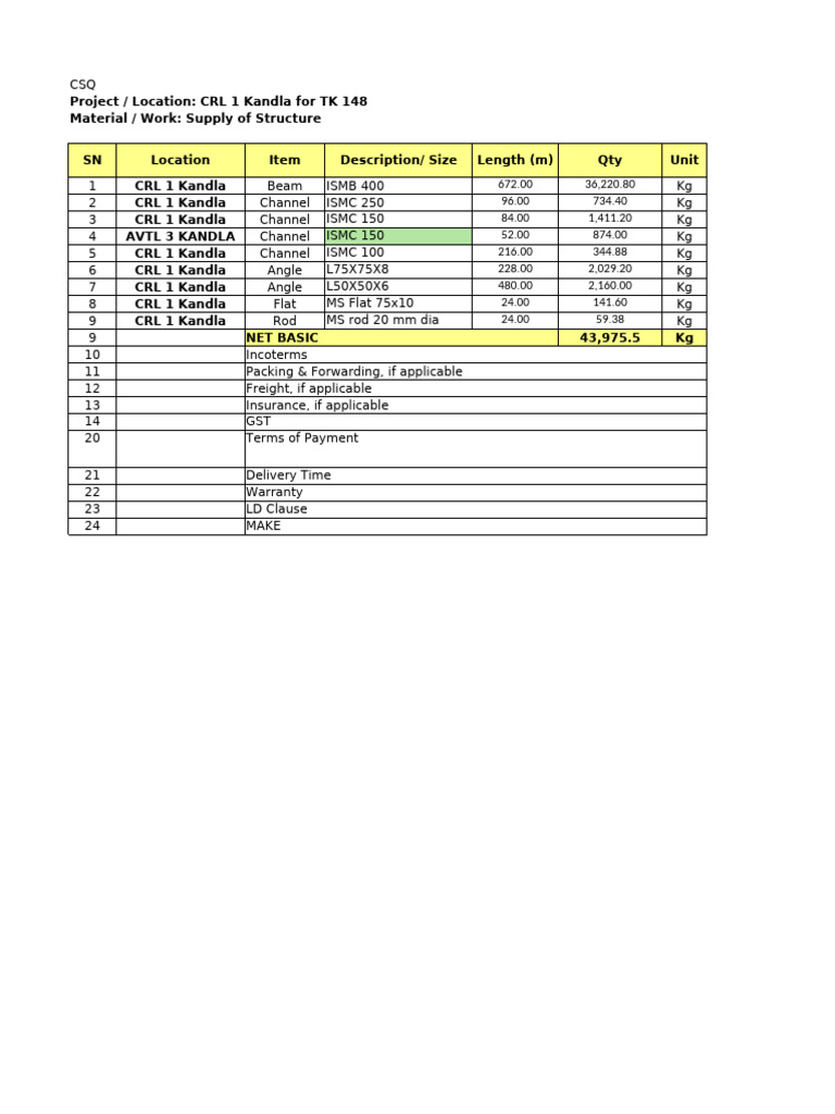 Conunter Offer Struc Steel CRL 1 | PDF