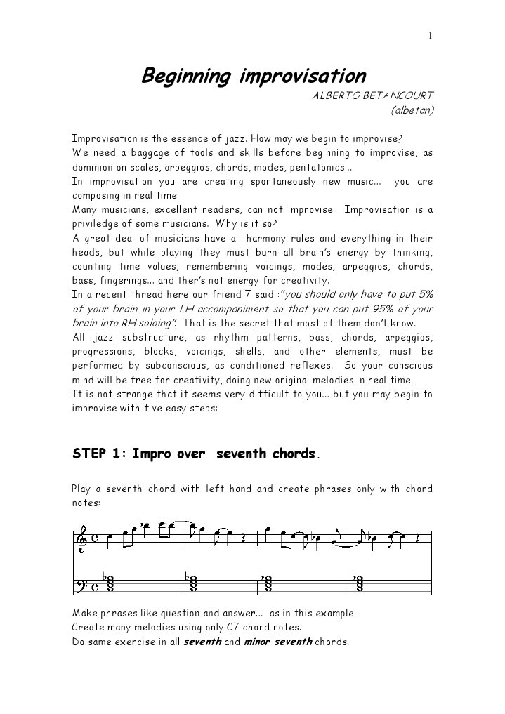 Jazz Improvisation: 5 Essential Steps | PDF | Chord (Music) | Jazz