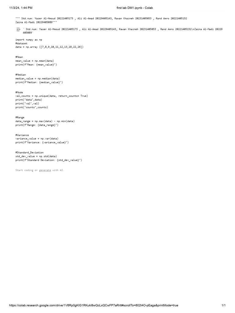 First Lab DM1.Ipynb - Colab | PDF