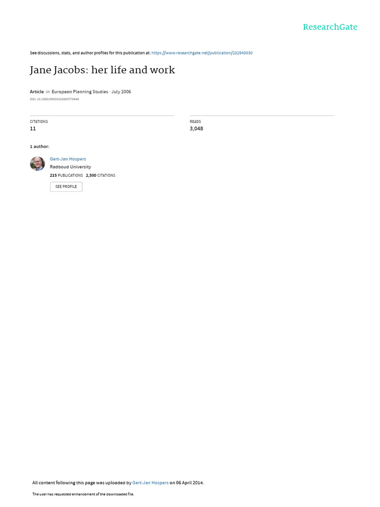 Jane Jacobs Her Life and Work | PDF | Entrepreneurship | The Wealth Of ...