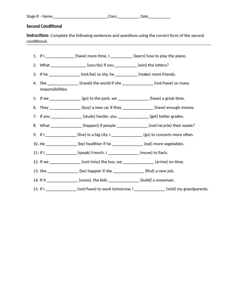S8 - Unit 2 - 2.10 - Unit Review - Second Conditional Review | PDF