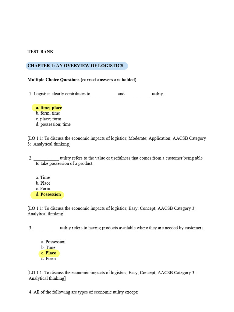 Logs Multiple Choice | PDF | Procurement | Logistics