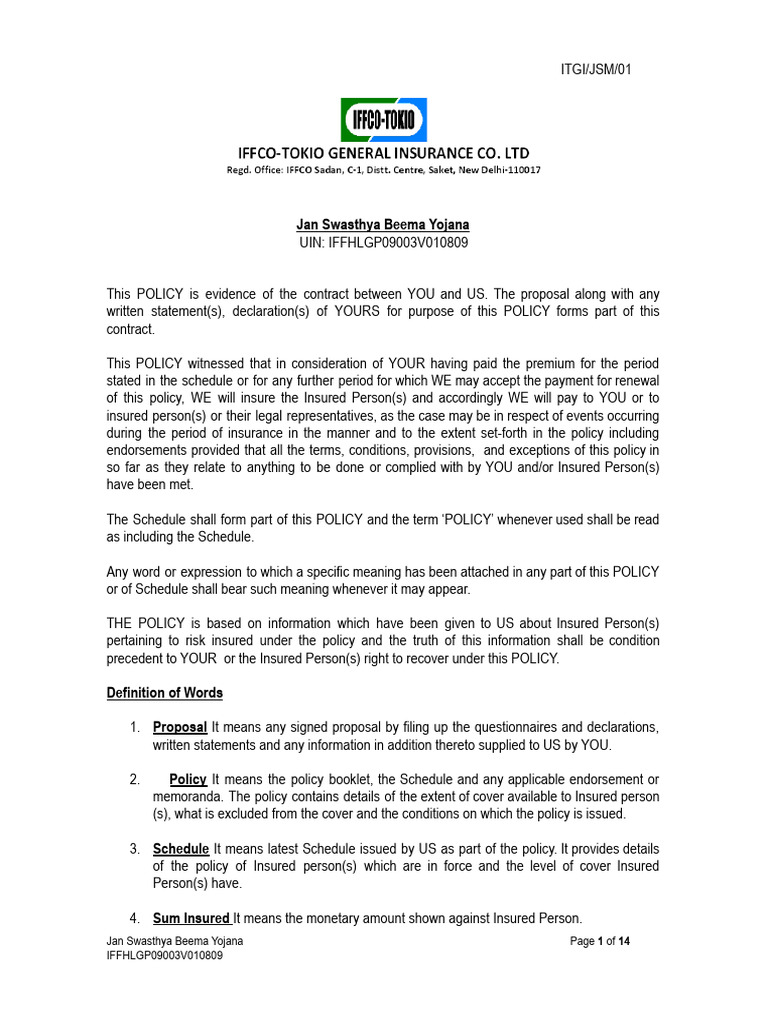 Jan Swasthya Beema Yojana Policy Details | PDF | Hospital | Insurance