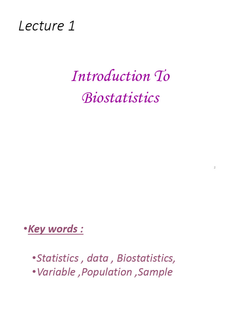 1 Introduction To Biostatistics 2 Pdf Statistics Biostatistics 