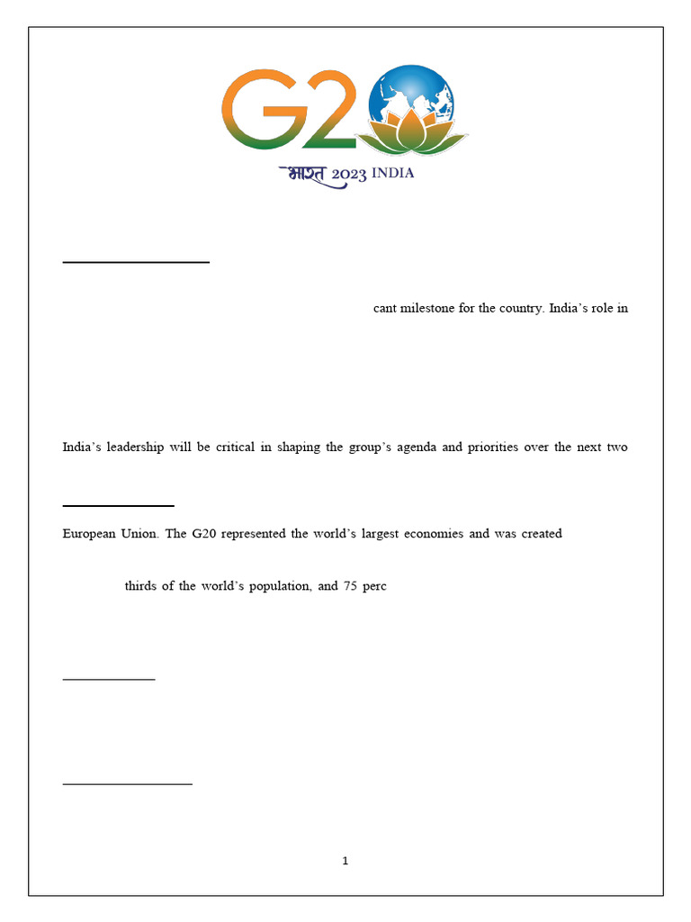 G20 AND ITS SIGNIFICANCE - XI - ECONOMICS Project | PDF | Economies