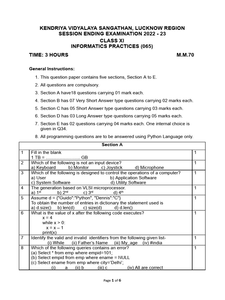 IP Sample Paper 2 | PDF | Databases | Computer Science IP Sample Paper 2 | PDF | Databases | Computer Science