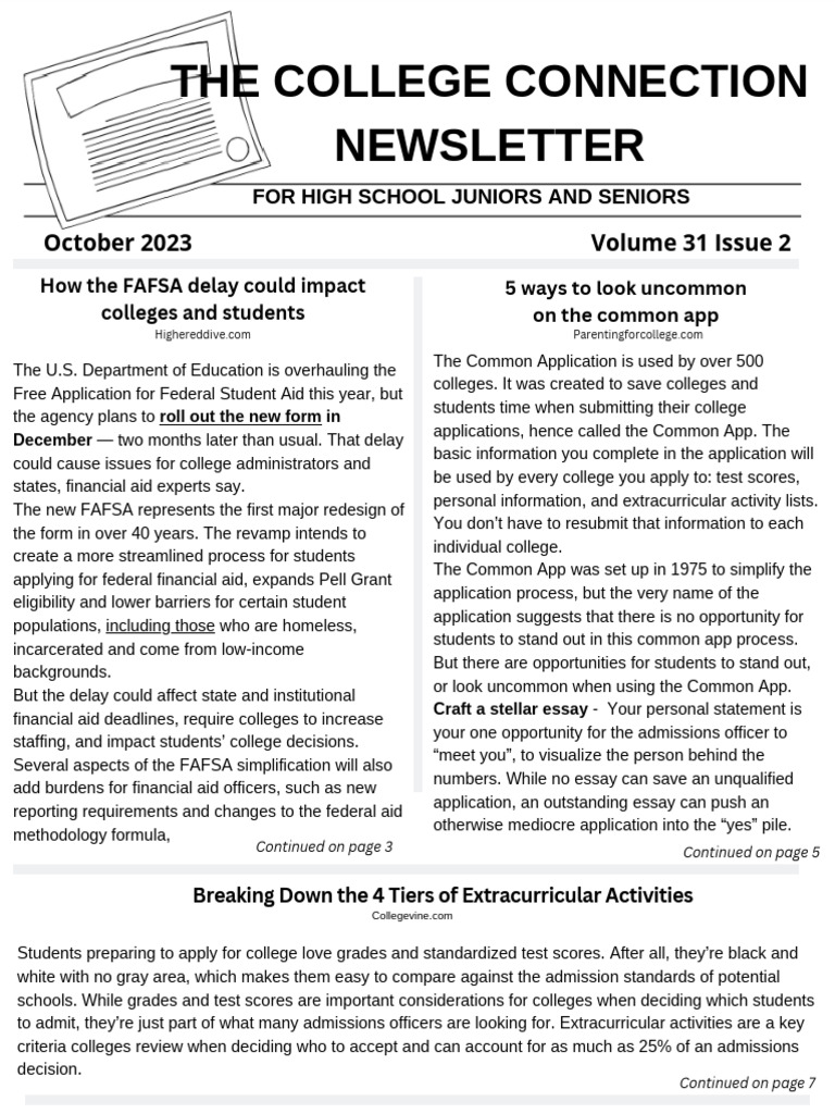 College Collection Newsletter | PDF | Student Financial Aid In The ...