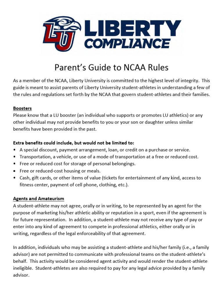 LU Parent Education Guide To NCAA Rules | PDF | Gambling | National ...