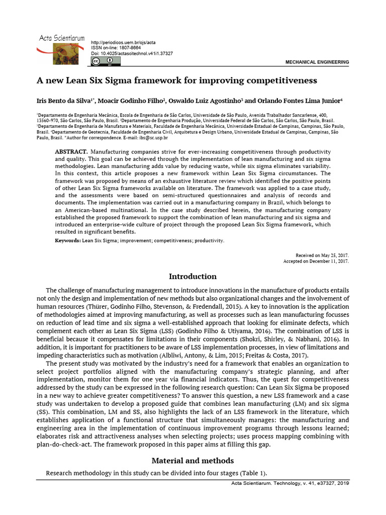 Lean Six Sigma Framework for Competitiveness | PDF | Six Sigma ...